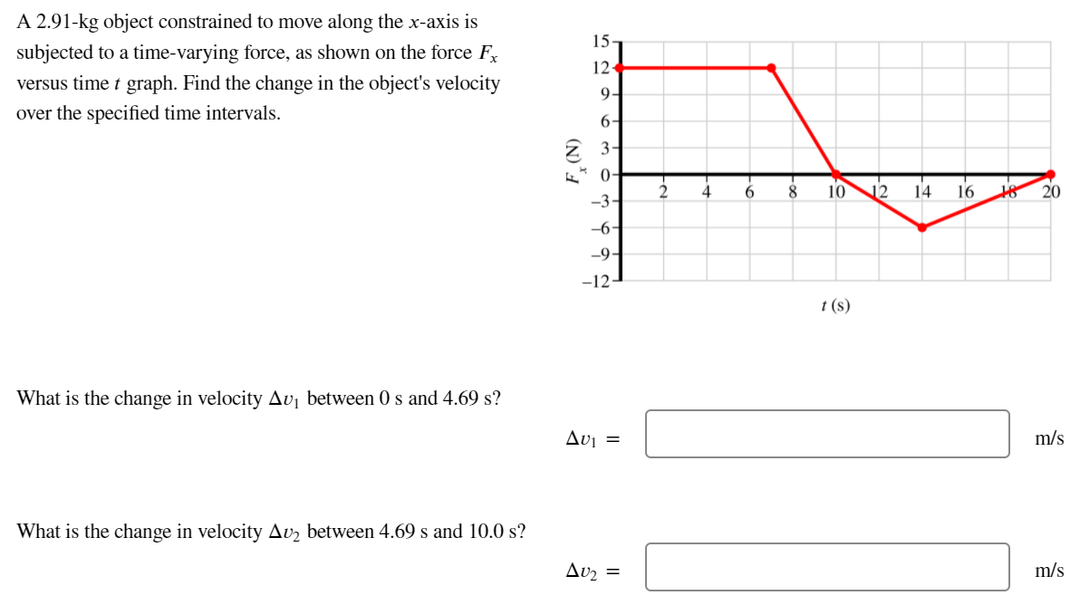 Solved A 2.91-kg object constrained to move along the x-axis | Chegg.com