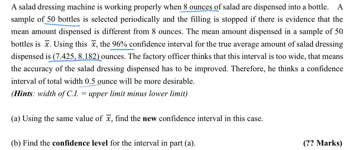 Solved A salad dressing machine is working properly when 8 | Chegg.com