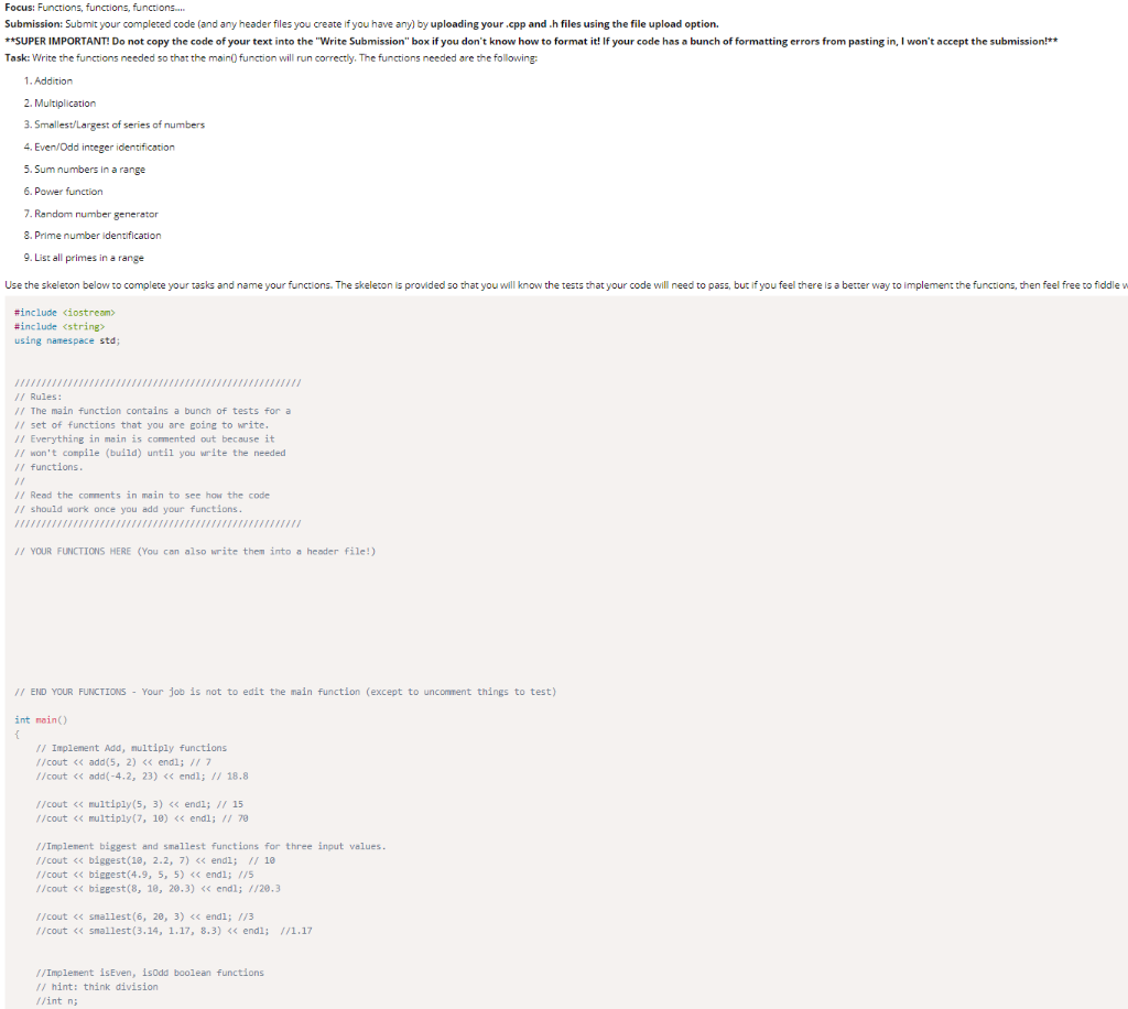Solved Focus: Functions, functions, functions..... | Chegg.com