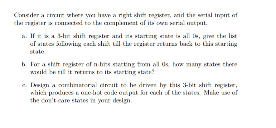 Solved Consider a circuit where you have a right shift | Chegg.com