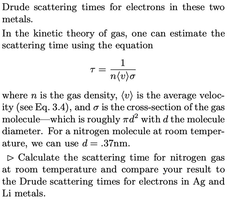 Solved .2) Scattering Times The following table gives | Chegg.com