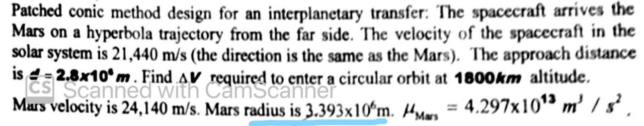 Solved Patched conic method design for an interplanetary | Chegg.com