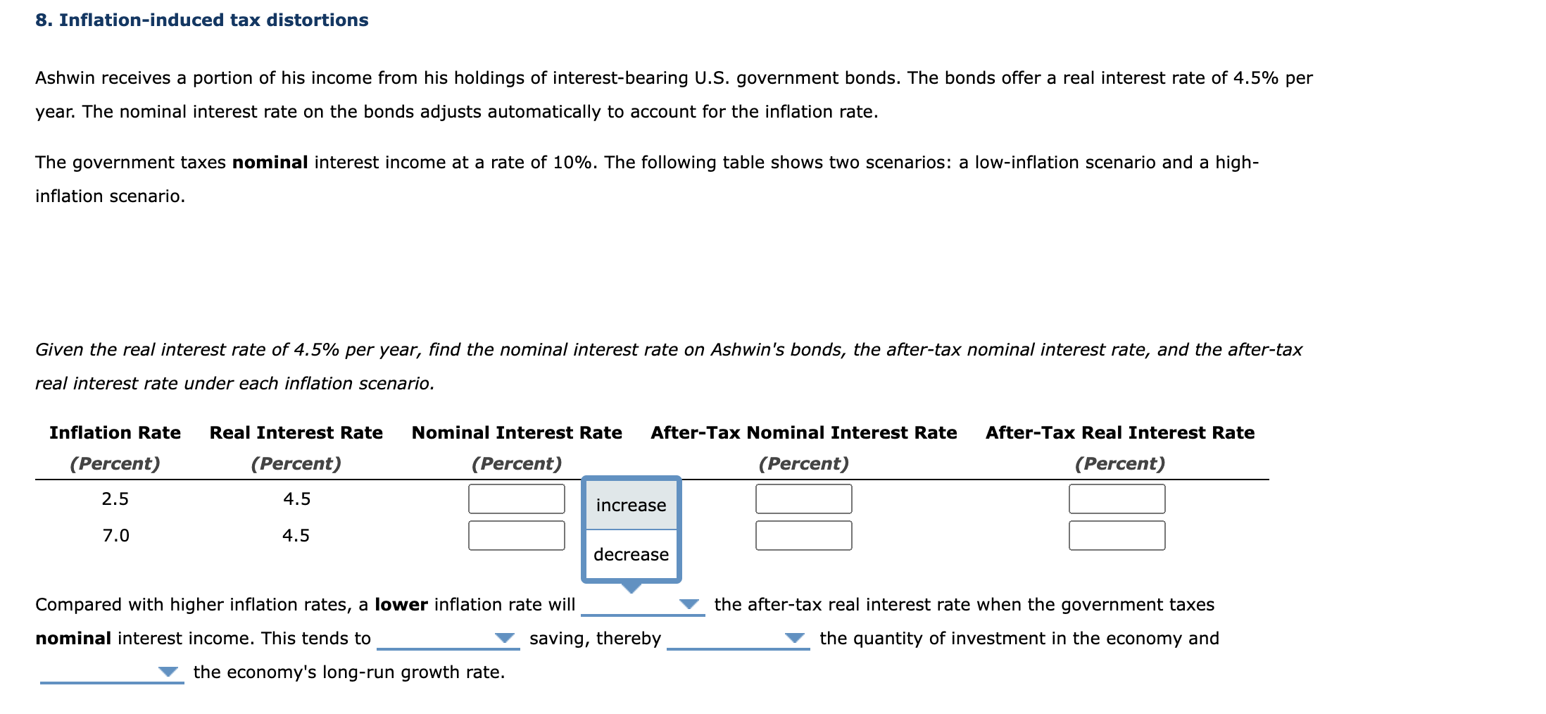 Solved 8. Inflation-induced tax distortions Ashwin receives | Chegg.com
