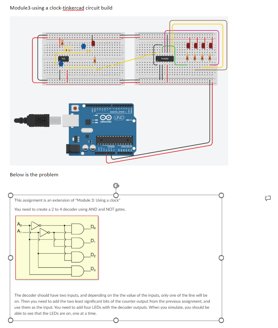 Module3-using a clock-tinkercad circuit buildBelow is | Chegg.com