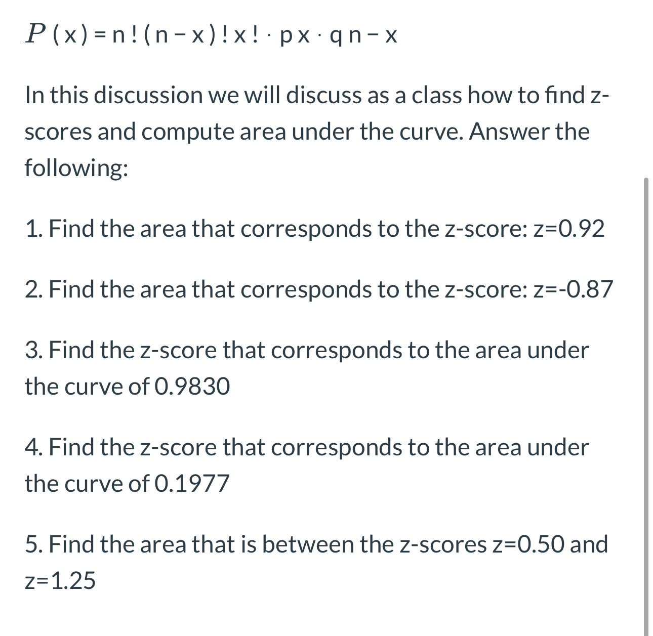 Solved P(x)=n!(n-x)!x!*px*qn-xIn this discussion we will | Chegg.com