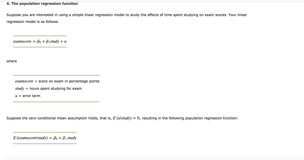 Solved 4. The population regression function Suppose you are | Chegg.com