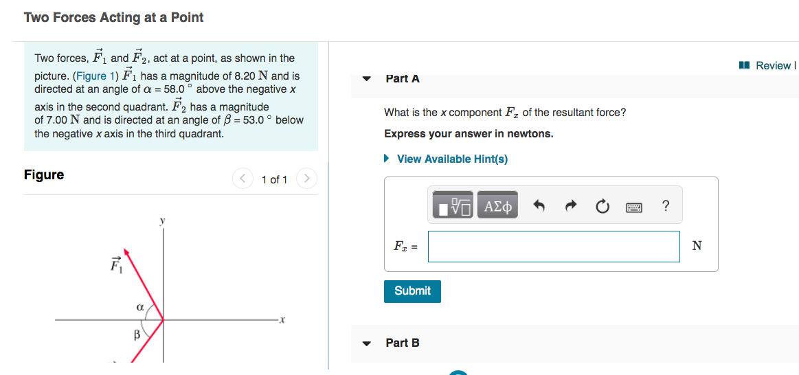 Solved Two Forces Acting at a Point Review Part A Two | Chegg.com