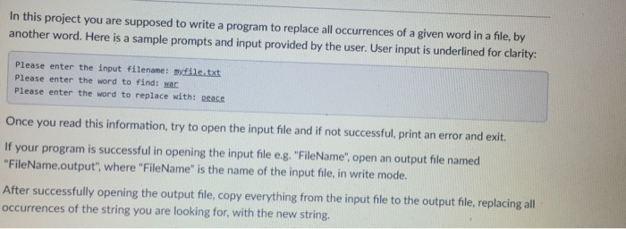 Project Supposed Write Program Replace Occurrences Given Word File ... Project Supposed Write Program Replace Occurrences Given Word File ...
