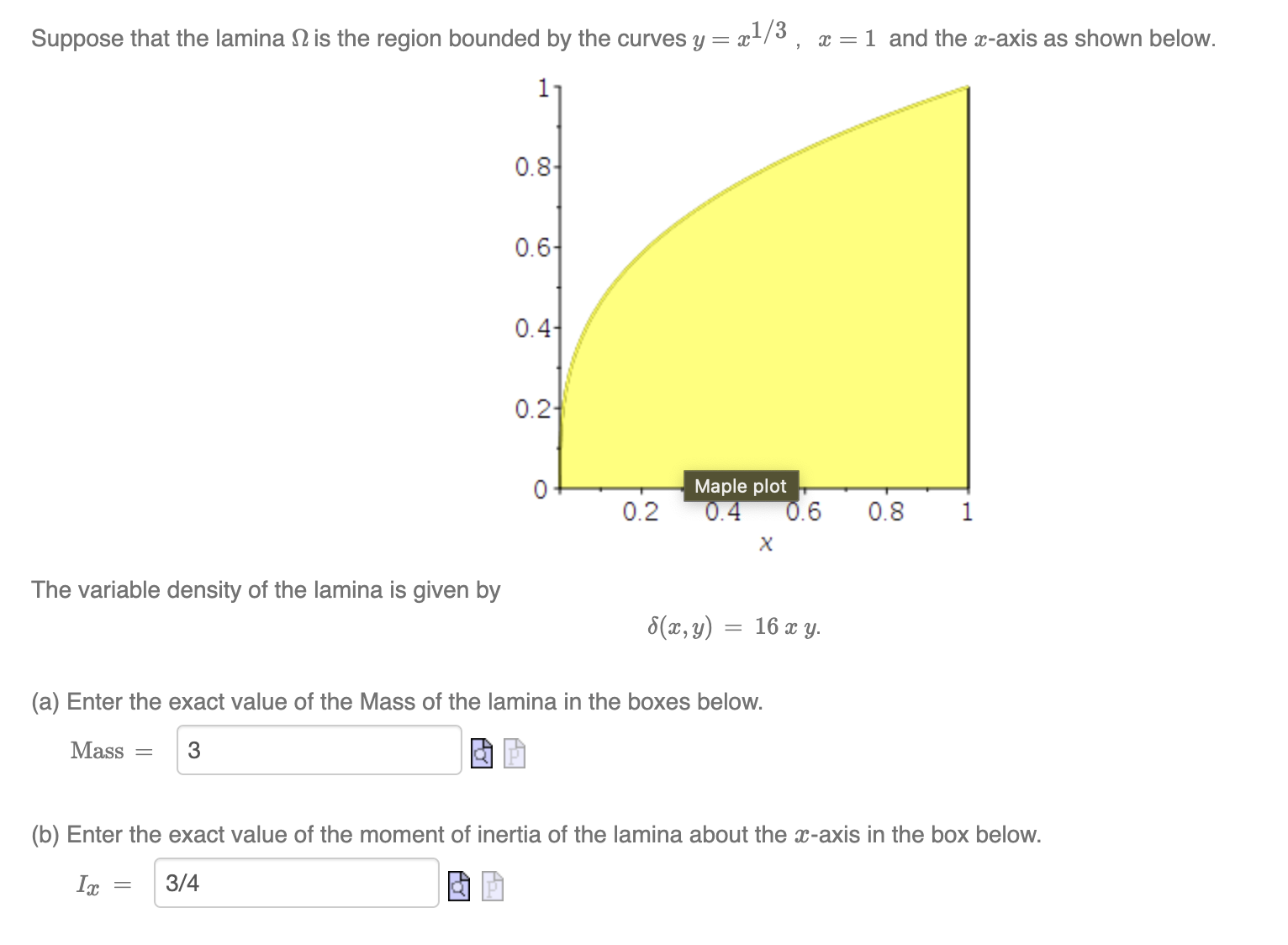 Solved Suppose that the lamina Ω is the region bounded by | Chegg.com