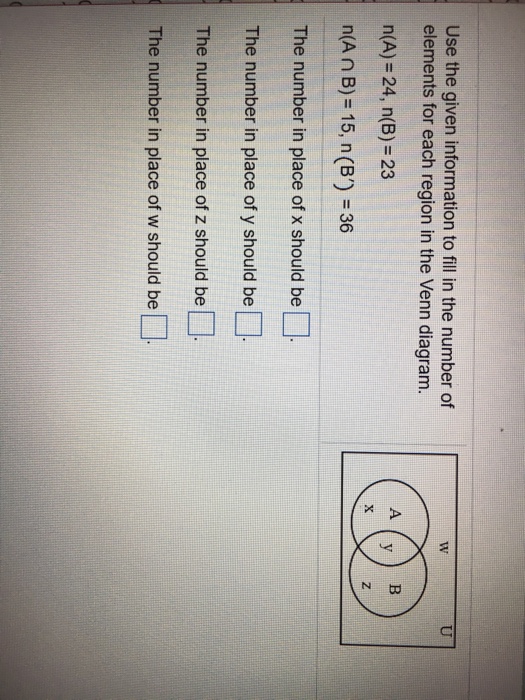 Solved Use the given information to fill in the number of | Chegg.com