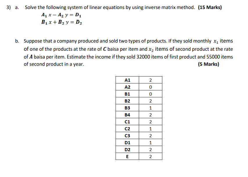Solved 3) a. Solve the following system of linear equations | Chegg.com