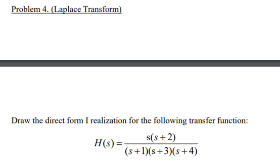 Solved Problem 4. (Laplace Transform) Draw the direct form I | Chegg.com