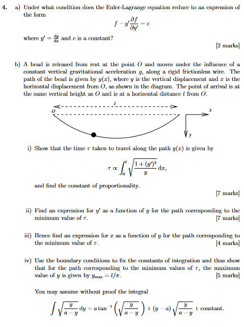 Solved A under What Condition Does The Euler Lagrange