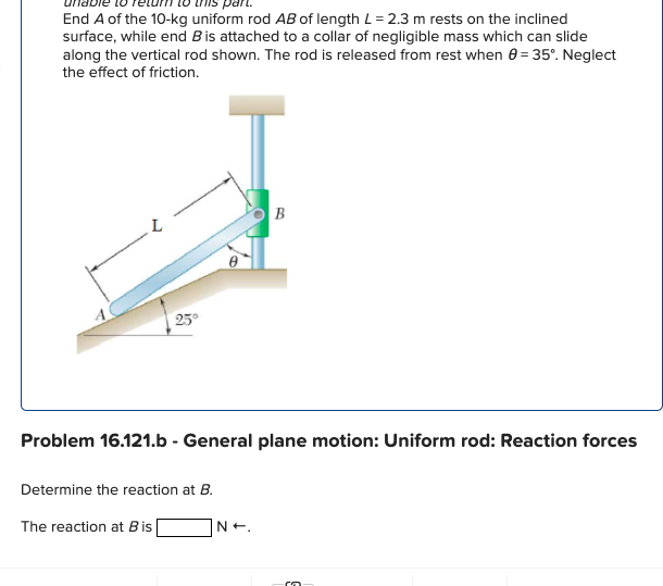 Solved End A of the 10-kg uniform rod AB of length L = 2.3 m | Chegg.com