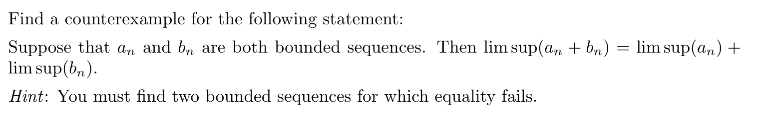 Solved Find a counterexample for the following statement: | Chegg.com