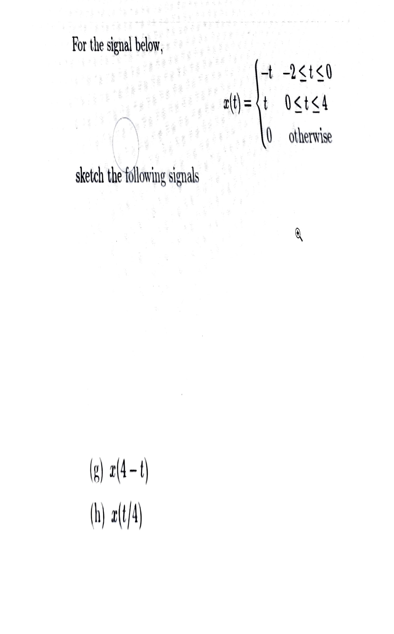 Solved For the signal below, x(t)=⎩⎨⎧−tt0−2≤t≤00≤t≤4 | Chegg.com