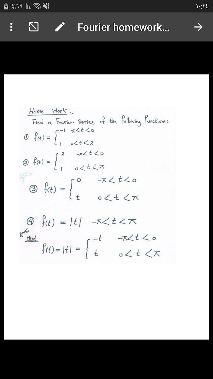 Solved %79 III. ۱۰:۲۶ Fourier homework... Home Work Find d | Chegg.com