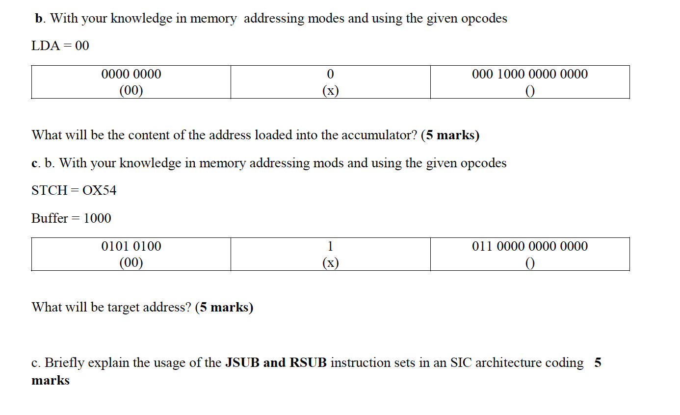 Solved b. With your knowledge in memory addressing modes and | Chegg.com