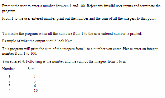 Prompt the user to enter a number between 1 and 100. | Chegg.com