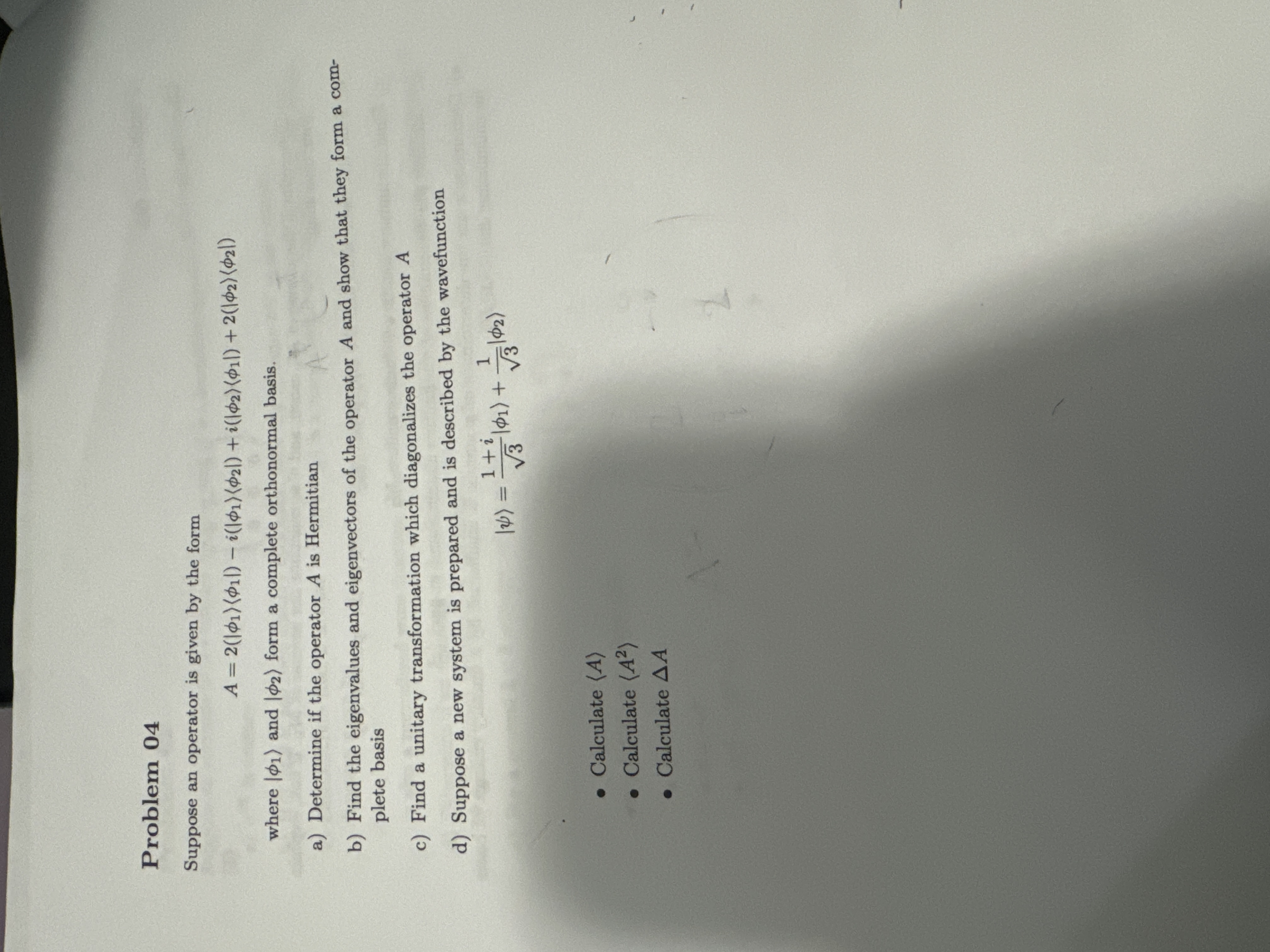 Solved Suppose an operator is given by the form | Chegg.com