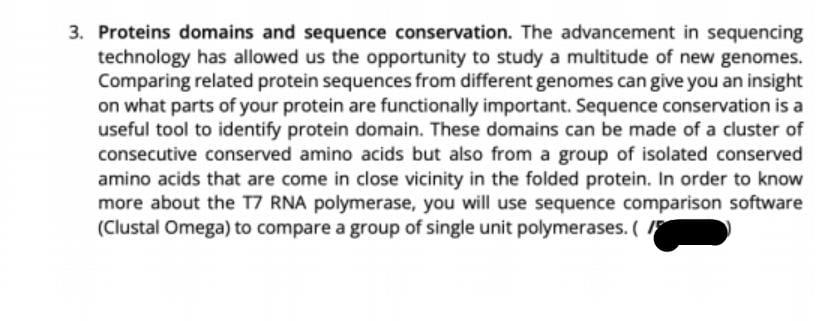3. Proteins domains and sequence conservation. The | Chegg.com