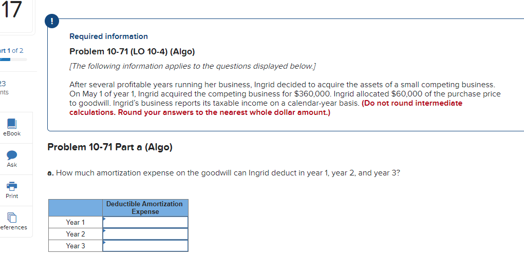 Solved 17 rt 1 of 2 23 nts eBook Ask Print eferences ! | Chegg.com