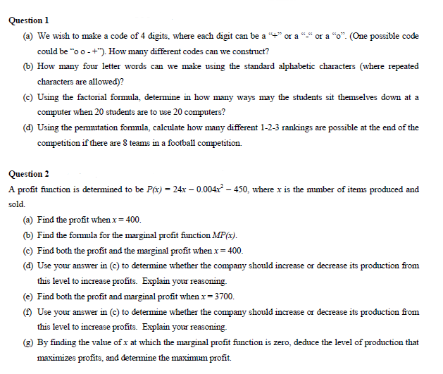 Solved Question 1 (a) We wish to make a code of 4 digits, | Chegg.com