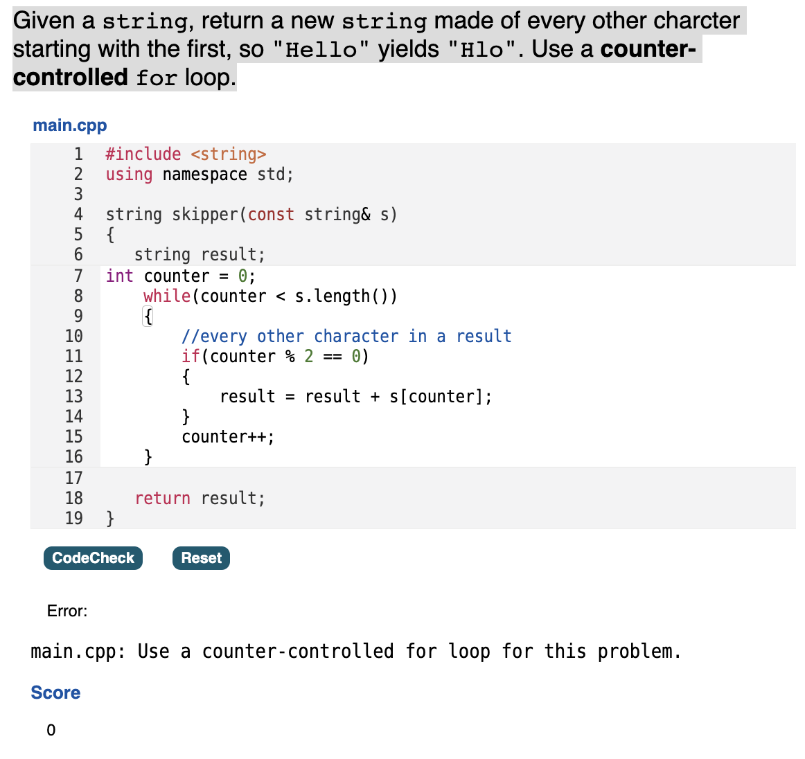 Solved What am i doing wrong? c++. I can only edit the stuff | Chegg.com