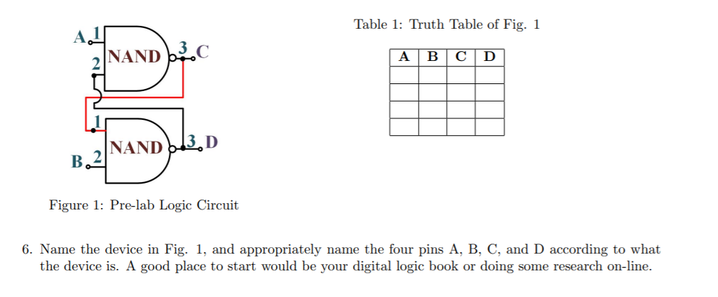 Solved Table 1: Truth Table of Fig. 1 A B C D NAND 3D B.2 | Chegg.com