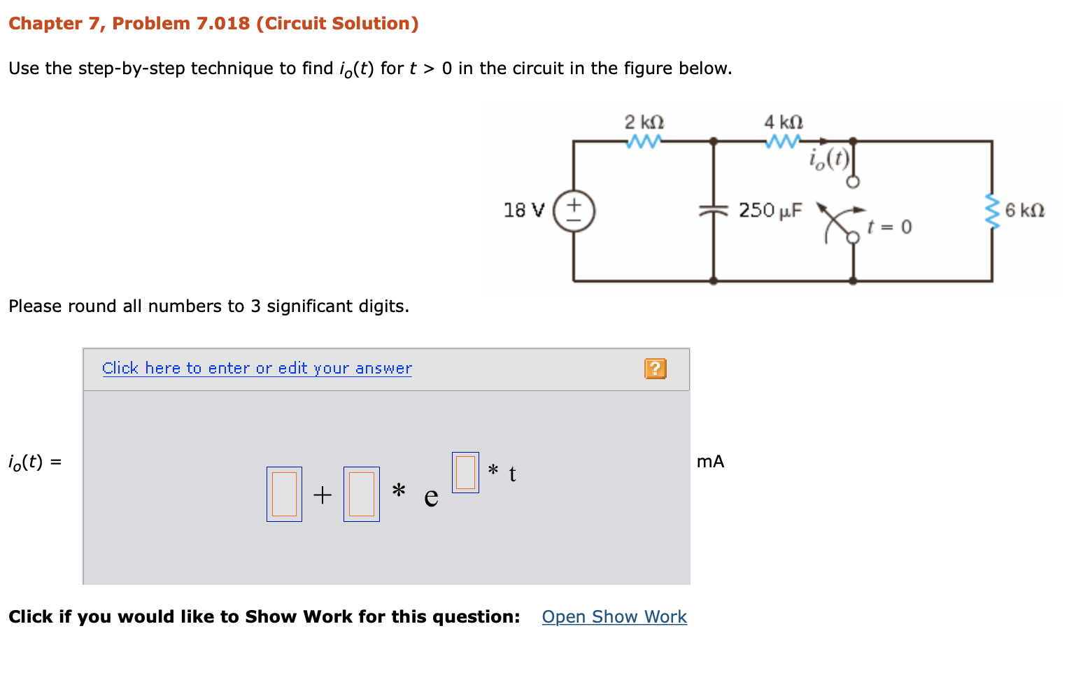 Solved Chapter 7, Problem 7.018 (Circuit Solution) Use the | Chegg.com