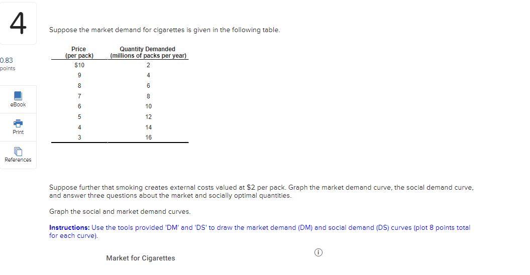Solved 4 Suppose the market demand for cigarettes is given | Chegg.com Solved 4 Suppose the market demand for cigarettes is given | Chegg.com