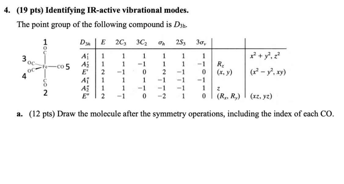 4. (19 pts) Identifying IR-active vibrational modes. | Chegg.com