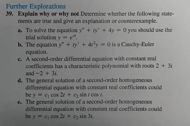 Solved Further Explorations 39. Explain why or why not | Chegg.com