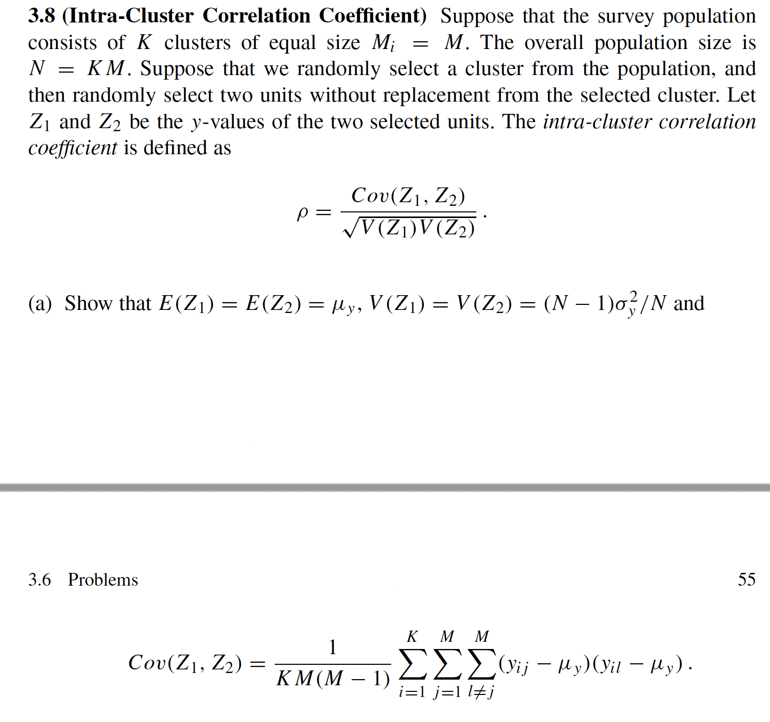 Solved 3.8 (Intra-Cluster Correlation Coefficient) Suppose | Chegg.com