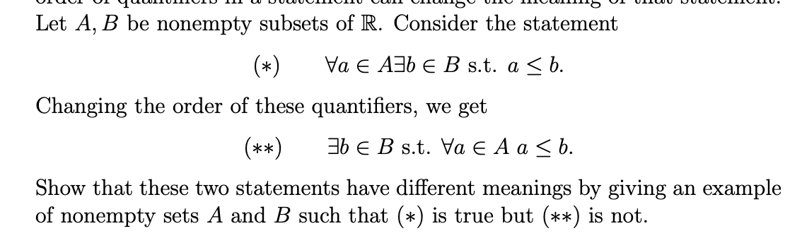 Solved Let A, B be nonempty subsets of R. Consider the | Chegg.com