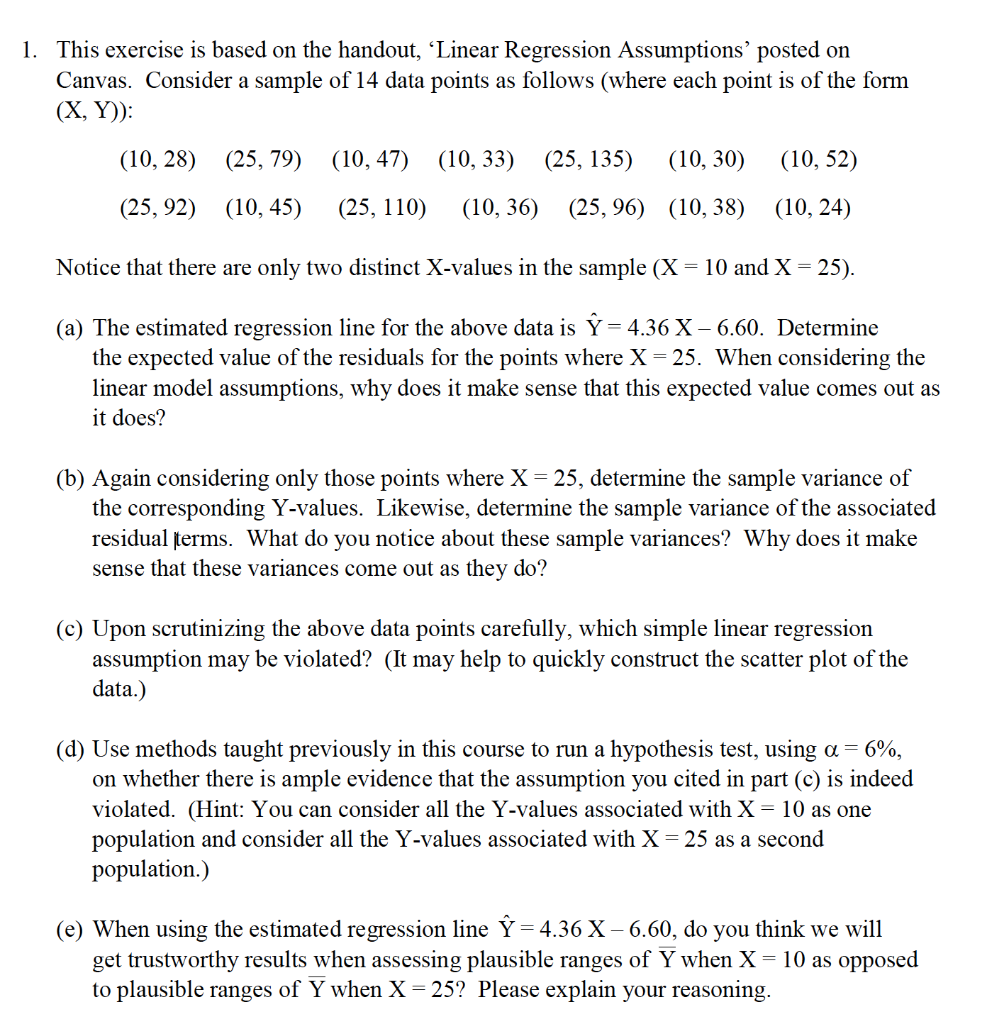 1. This exercise is based on the handout, ‘Linear | Chegg.com