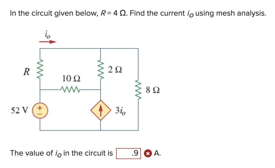 Solved In The Circuit Given Below R 4Ω Find The Current I0