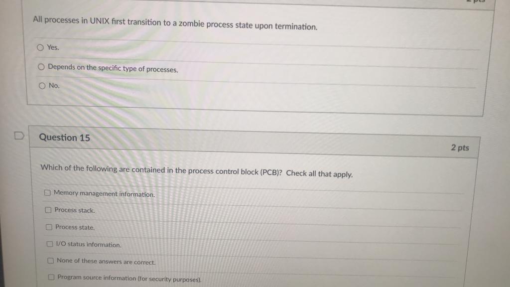 Solved All processes in UNIX first transition to a zombie | Chegg.com