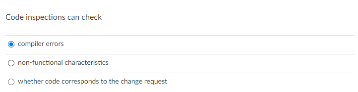 Solved Code inspections can check compiler errors | Chegg.com