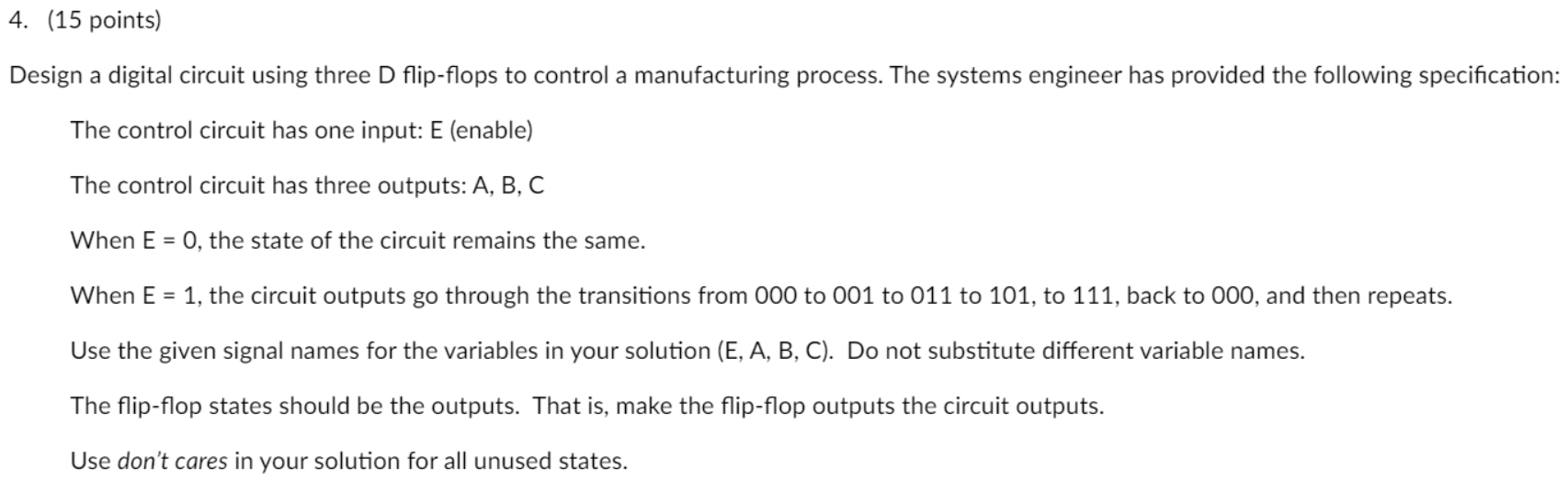Solved Design a digital circuit using three D flip-flops to | Chegg.com