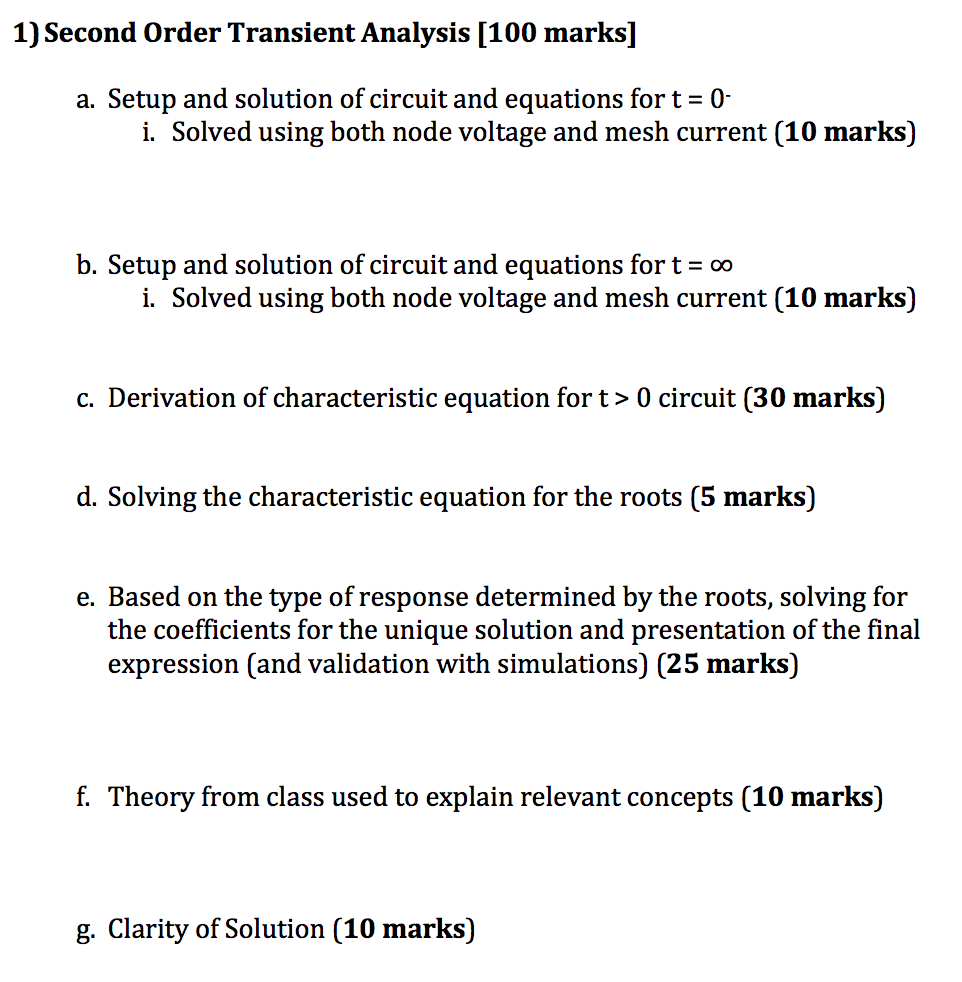 Solved 252 305h 0.5H t=0 30uF roors 1) Second Order | Chegg.com