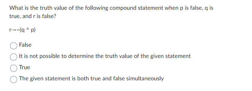 Solved What is the truth value of the following compound | Chegg.com