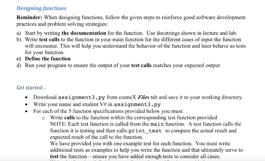 Solved Designing functions Reminder: When designing | Chegg.com