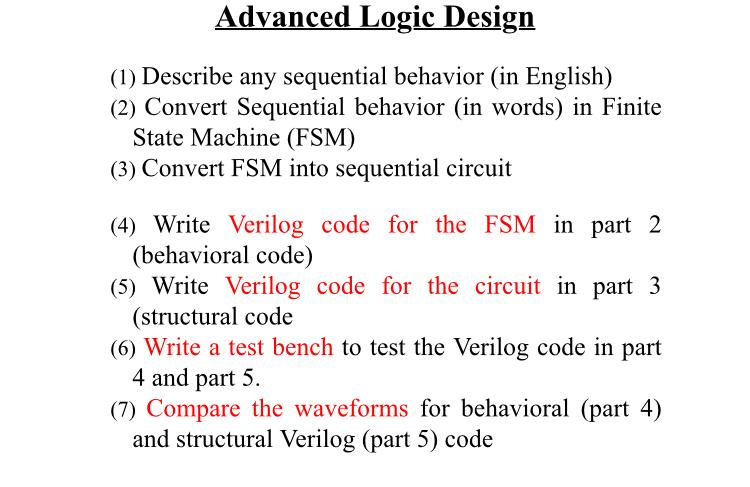 Advanced Logic Design (1) Describe any sequential | Chegg.com