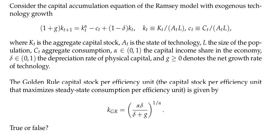 Solved Consider the capital accumulation equation of the | Chegg.com