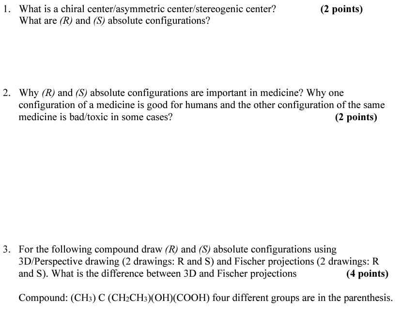 Solved What is a chiral center/asymmetric center/stereogenic | Chegg.com