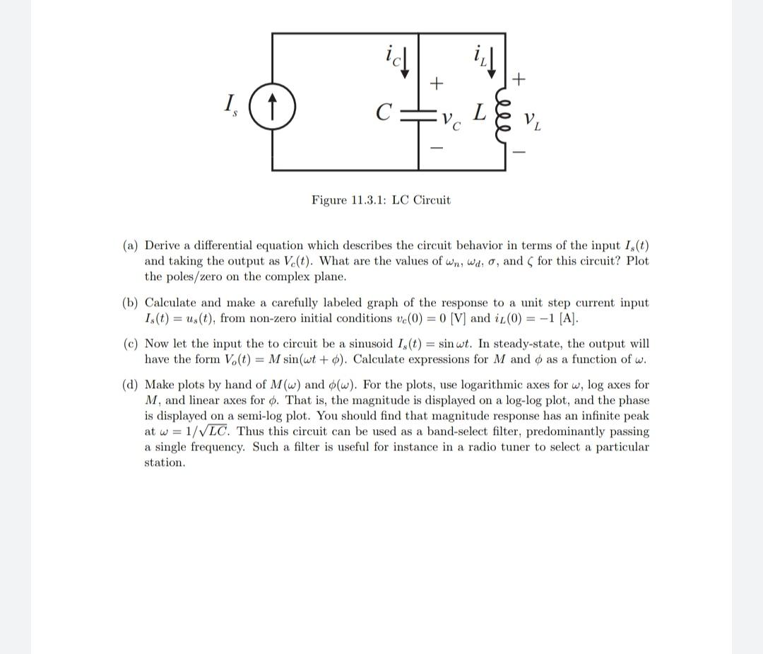 Solved + + L Figure 11.3.1: LC Circuit a (a) Derive a | Chegg.com