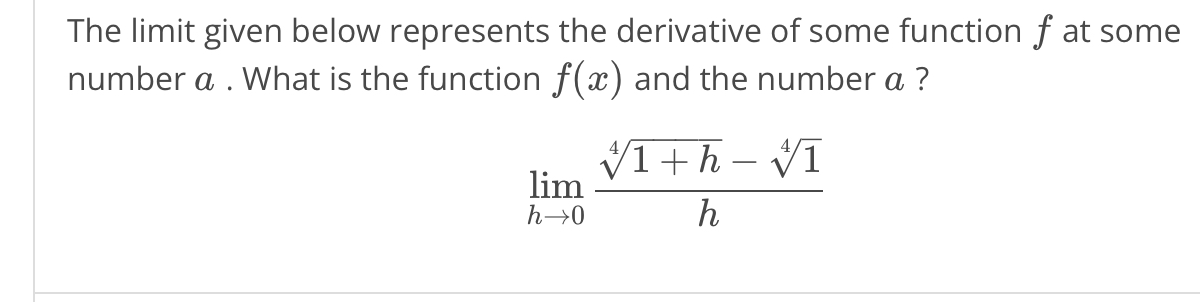Solved The limit given below represents the derivative of | Chegg.com