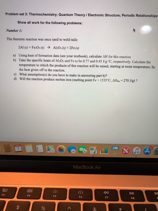 Solved Problem set 3: Thermochemistry; Quantum | Chegg.com
