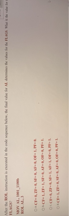 Solved After the bitwise XOR instruction is executed in the | Chegg.com